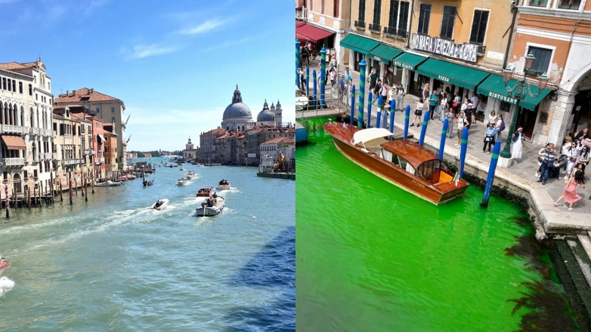 Gran Canal de Venecia se tiñe de verde fosforescente