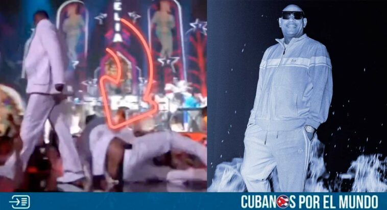 Alexander Delgado sufre caída en presentación de Gente de Zona